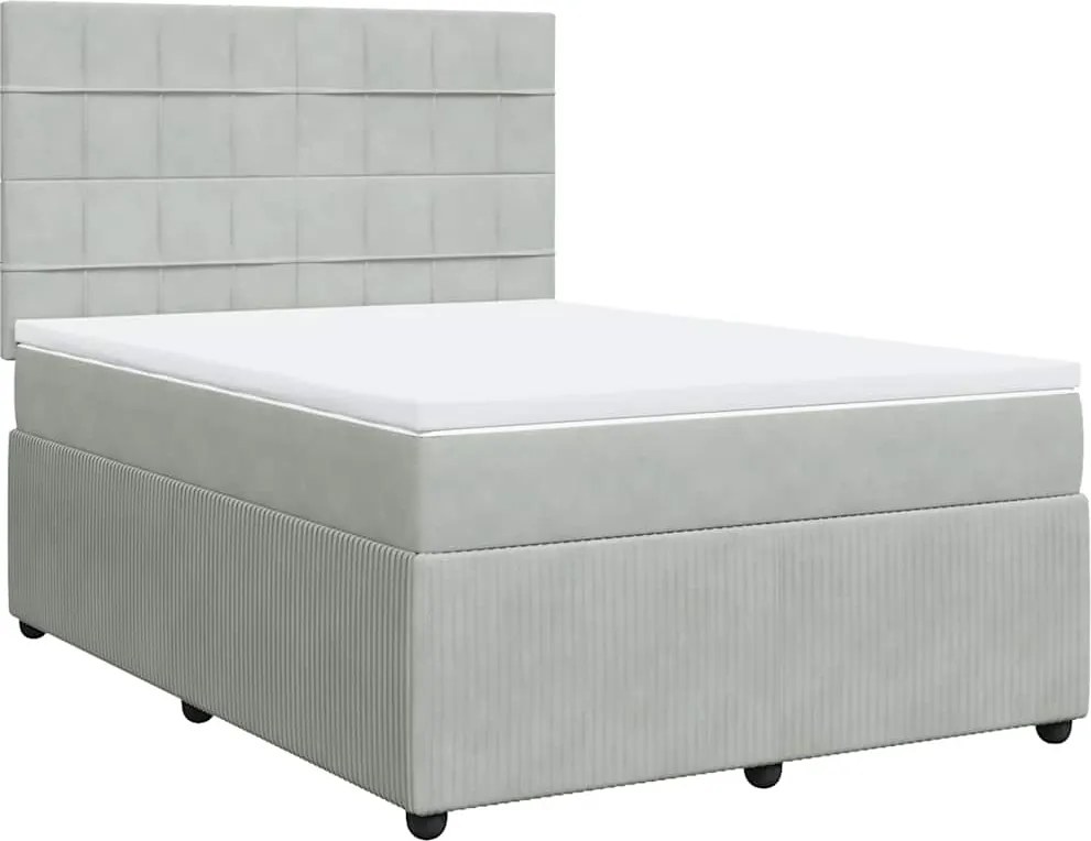 Box spring postel s matrací světle šedá 140x200 cm samet 3294658