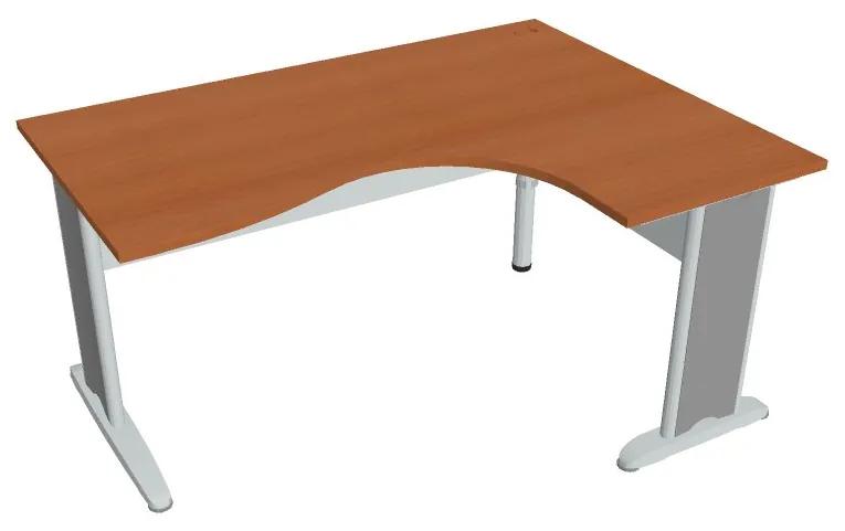 Stůl ergo vlna levý 160×120/80 cm - Hobis Cross CE 2005 L Dekor stolové desky: třešeň, Dekor lamino podnože: šedá, Barva nohou: Stříbrná