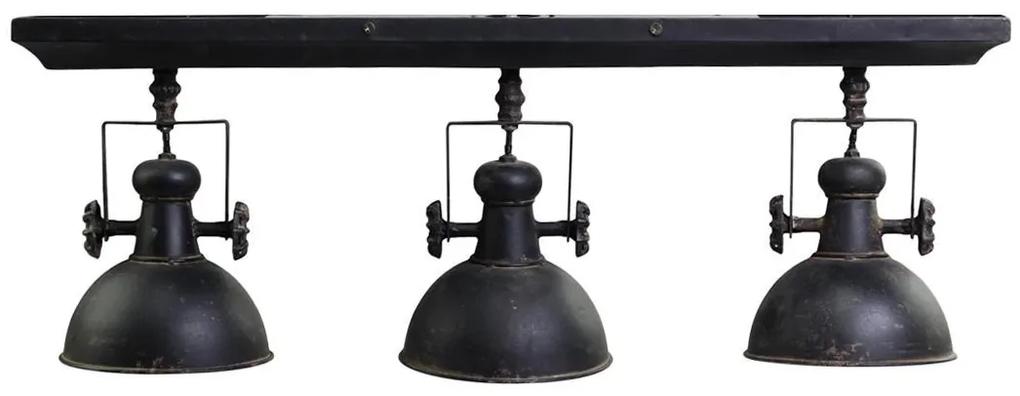 Chic Antique Stropní lampa Factory Lamp 3 Spot, černá barva, kov