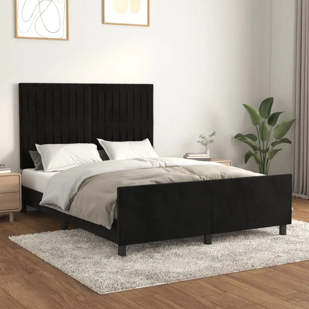 Rám postele bez matrace černý 140 x 190 cm samet 3125875