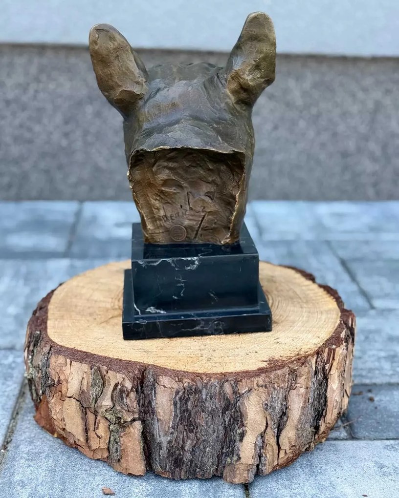 Bronzová socha - Francouzský buldok - busta