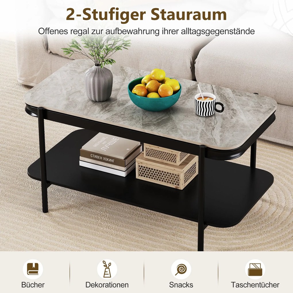 Costway Obdélníkový konferenční stolek Moderní Accent Table Grey