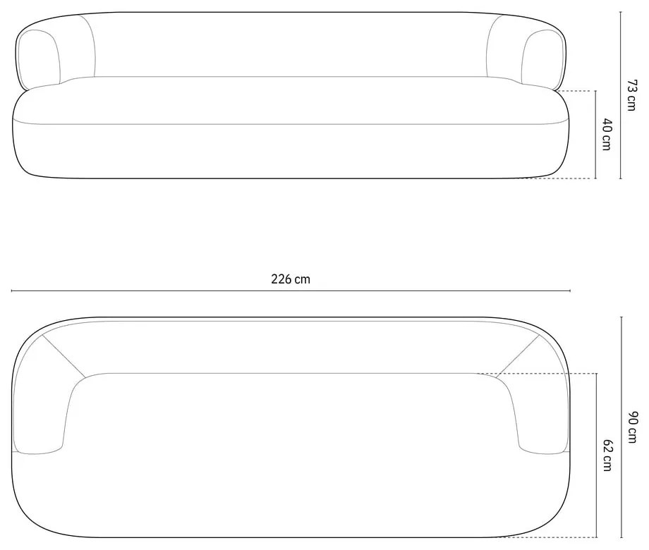 Světle šedá pohovka z textilie bouclé 226 cm Jenny – Micadoni Home