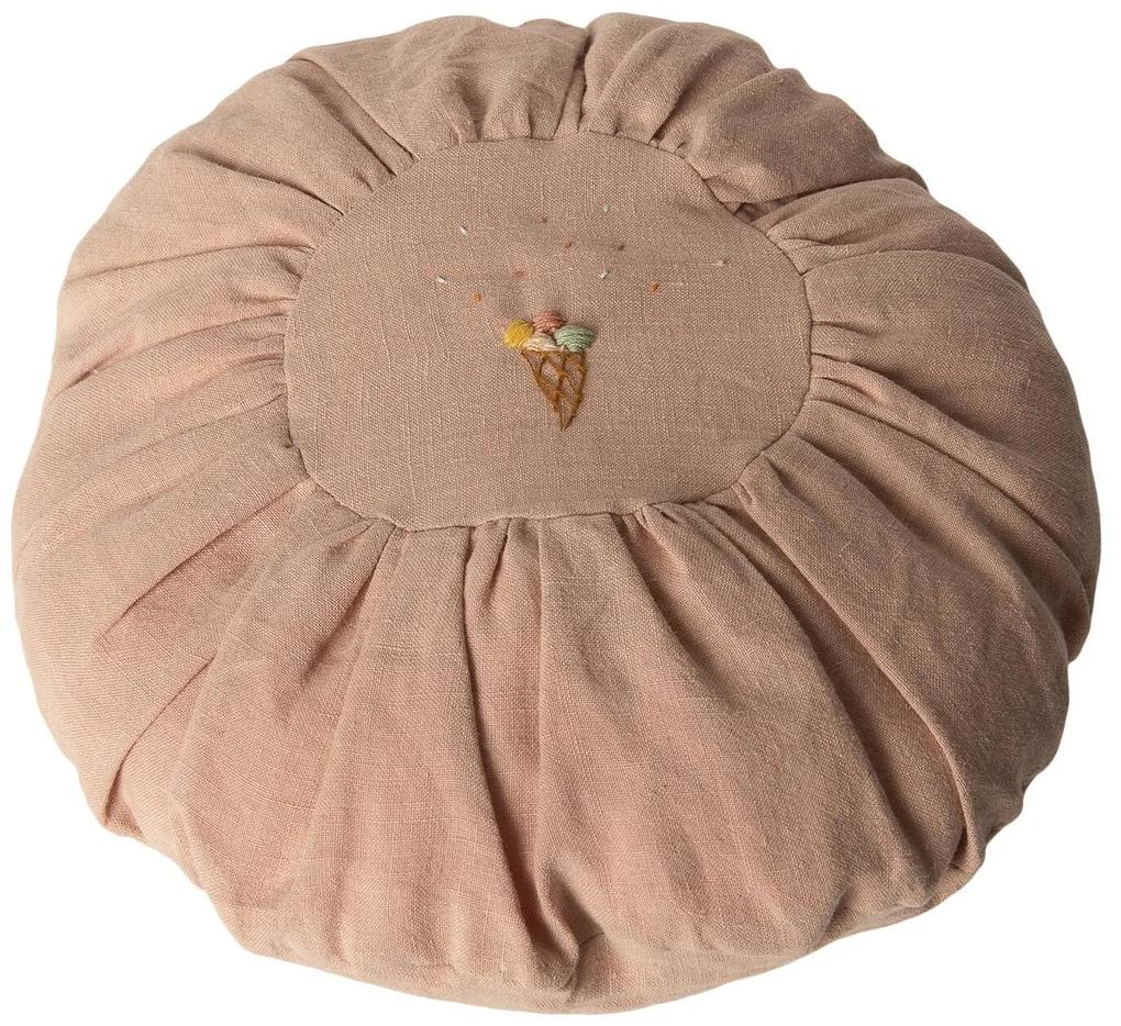 Maileg Dětský polštářek Round Rose, růžová barva, textil