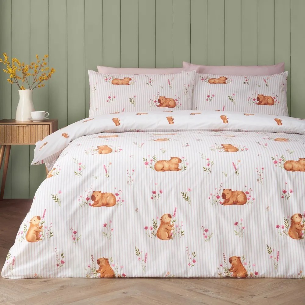 Povlečení na dvoulůžko v přírodní barvě 200x200 cm Happy Capy(bara) – Catherine Lansfield