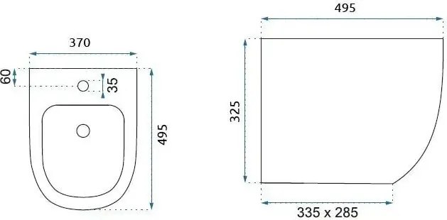 Rea Carlo Mini, závěsný bidet, černá lesklá, REA-C6380