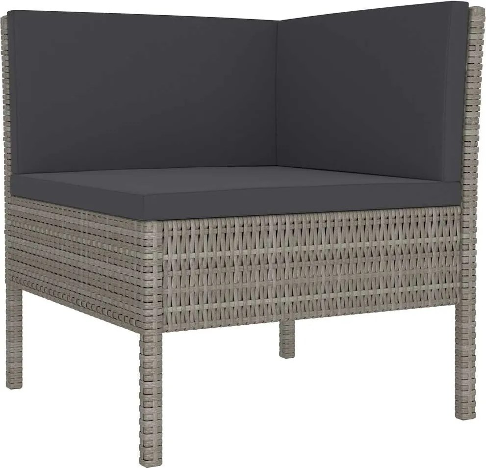 6dílná zahradní sedací souprava s poduškami polyratan šedá 3056984