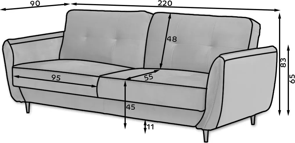 Rozkládací pohovka BITONTO, červená (kronos 02)