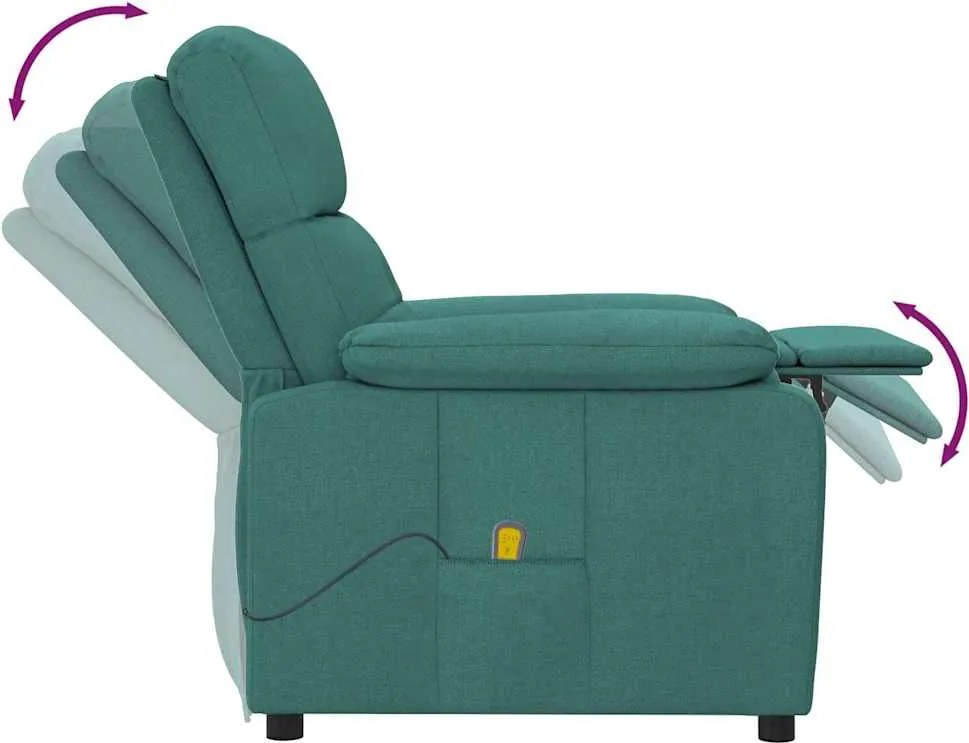 Masážní křeslo tmavě zelené textil 289678