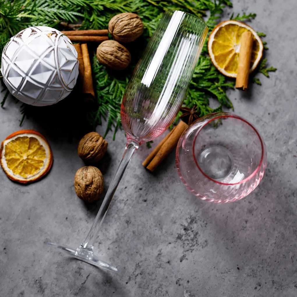 Sklenice na šampaňské, set 6 ks, 280 ml, růžová, CELESTE TYP 1