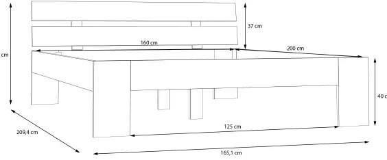 Dvojlůžková postel PIROA 160x200 cm béžová