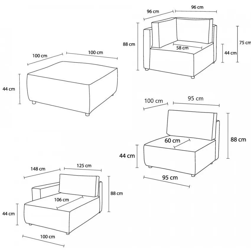 Krémová manšestrová rohová pohovka do "U", levý roh Nihad modular – Bobochic Paris