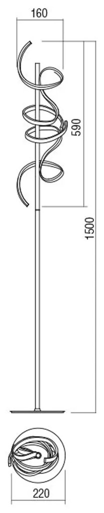 Redo 01-2107 stojací LED stmívatelná lampa Godart matně bílá, 20,5W, 3000K, 150cm