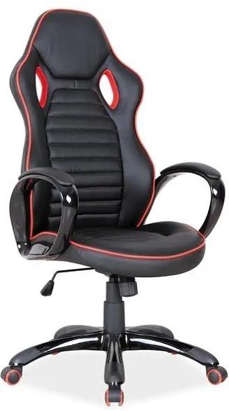 Kancelářská otočná židle Q-105 - černá/červený lem