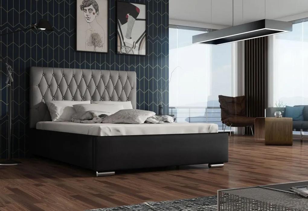 Čalouněná postel REBECA + rošt + matrace, Siena04 s knoflíkem/Dolaro08, 160x200