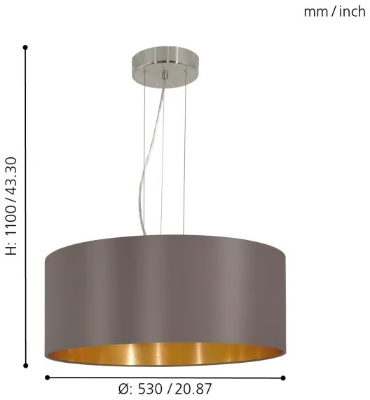 Eglo 31608 - Lustr na lanku MASERLO 3xE27/60W/230V