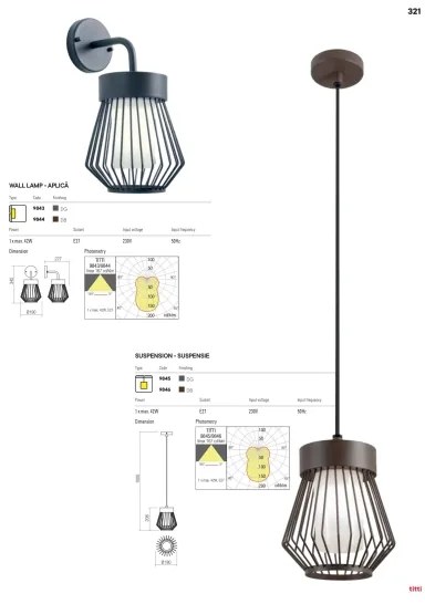 Redo 9843 - Venkovní nástěnná lampa TITTI 1xE27/42W/230V IP44 antracit