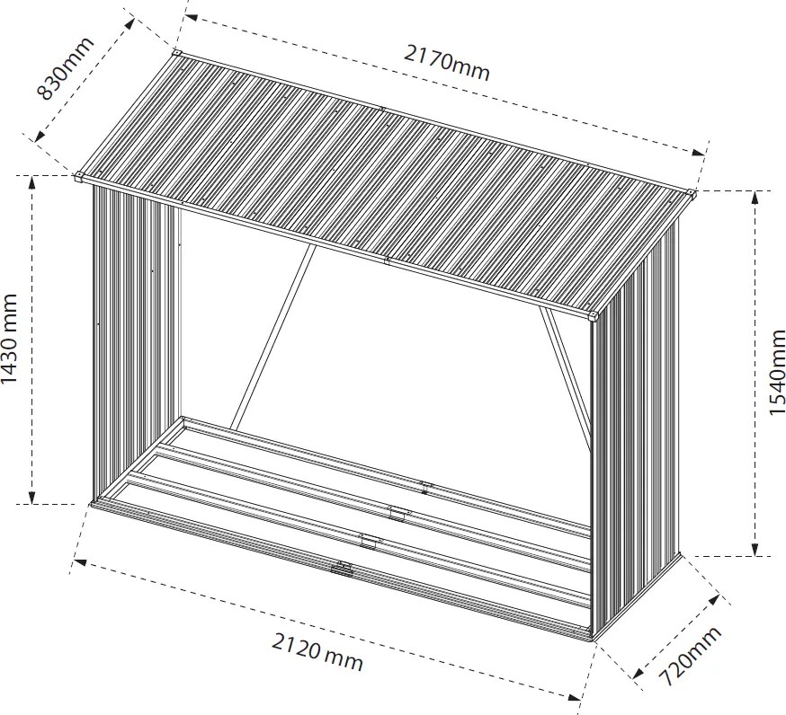 Zahradní dřevník BestBerg BBSH-F002W / 1,8 m²/ 217 x 83 x 154 cm / dekor dřeva/hnědá
