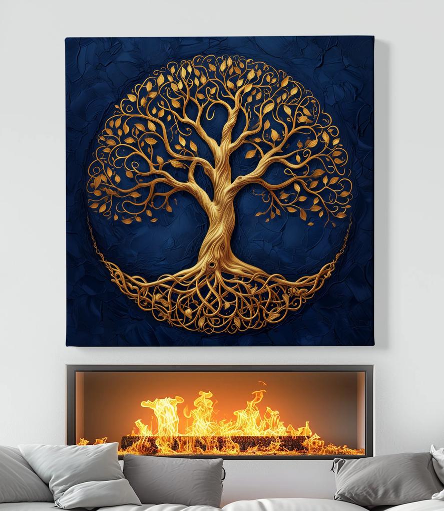 Obraz na plátně - Strom života Zlatý poklad FeelHappy.cz Velikost obrazu: 60 x 60 cm