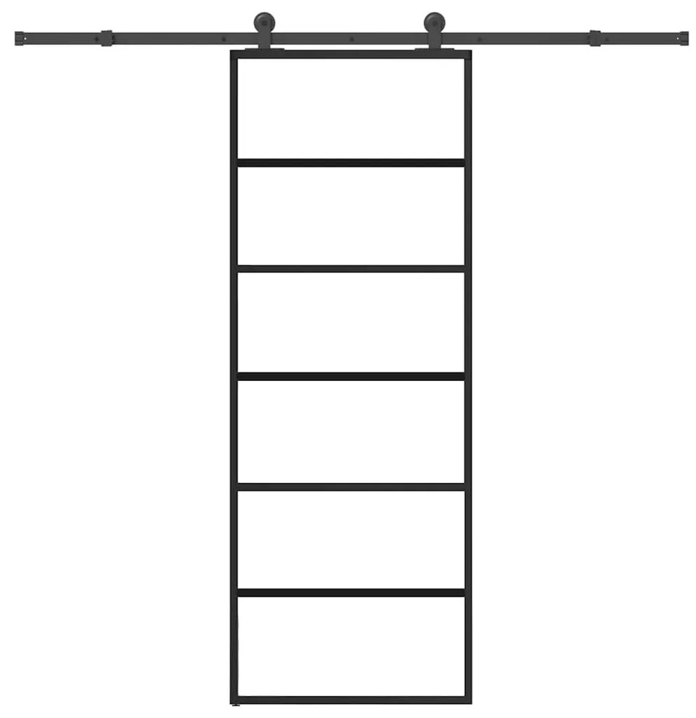 Posuvné dveře s kováním 76x205 cm ESG sklo a hliník 3332830