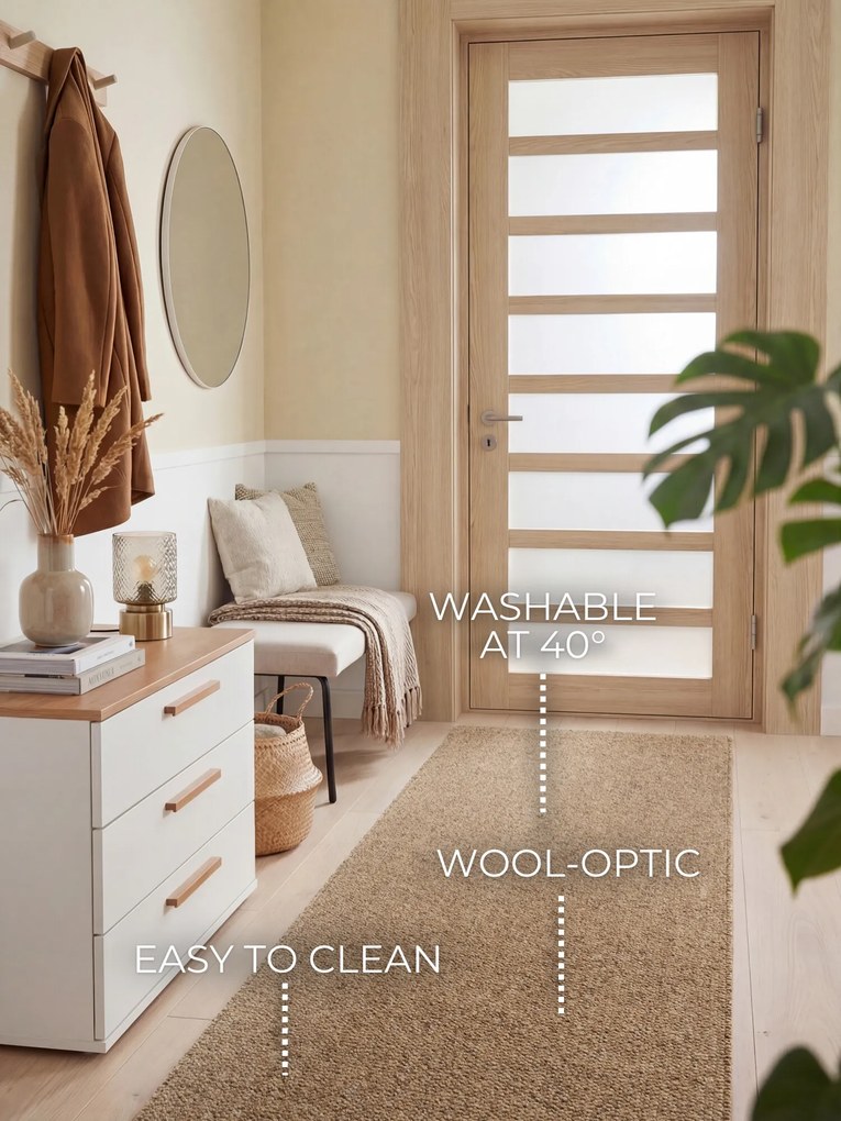 ELLE Decoration, Běhoun Wolly Ultra 106227 Caramel z kolekce Elle, 80x240, hnědá, ložnice