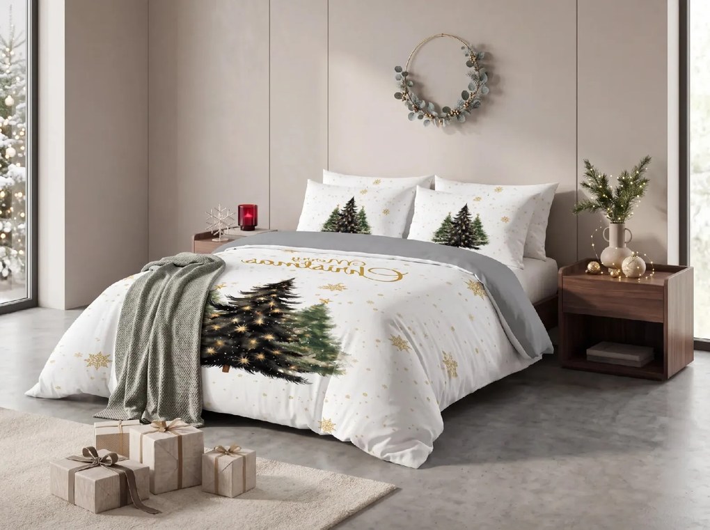 3D povlečení z mikrovlákna MERRY TREES bílé Rozměr povlečení: 2 ks 70 x 90 cm | 140 x 200 cm