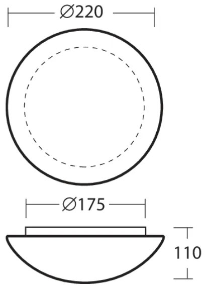 Osmont 51721 Aura 1, stropní/nástěnné svítidlo z triplexového skla, 8W LED 4000K, prům. 22cm