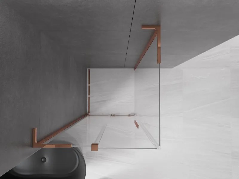 Mexen Velar L, sprchový kout s posuvnými dveřmi 100 x 100 cm, 8mm čiré sklo, růžové zlato, 871-100-100-03-60