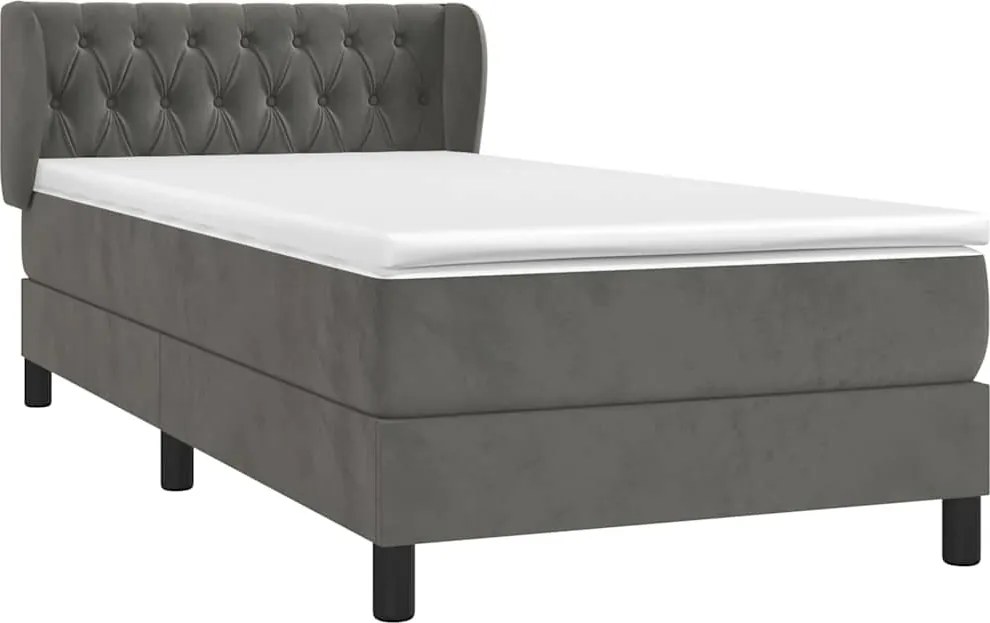 Box spring postel s matrací tmavě šedá 90x190 cm samet 3127644