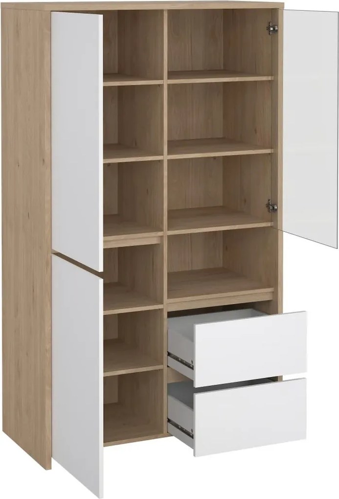 FALCO Vitrína Nerea 317 jackson hickory/bílý lesk
