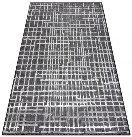 koberec SISAL SION MŘÍŽ linky 22144 ploché tkaní černý / ecru velikost 200x290 cm | krásné koberce cz