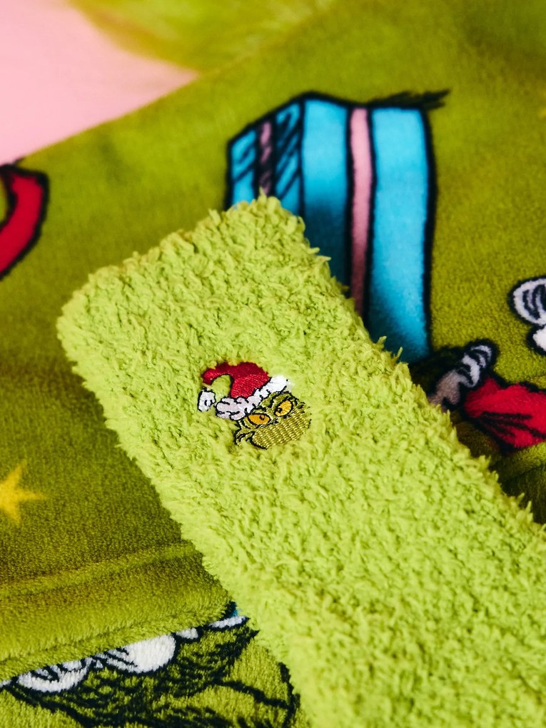 Sinsay - Vánoční sada: dětská deka s ponožkami Grinch - neonová