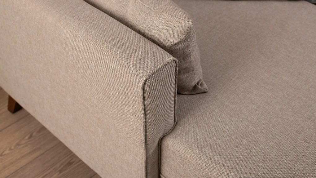Hanah Home Dvoumístná pohovka BELLA krémová levá 205 cm s taburetem 825BLC1510