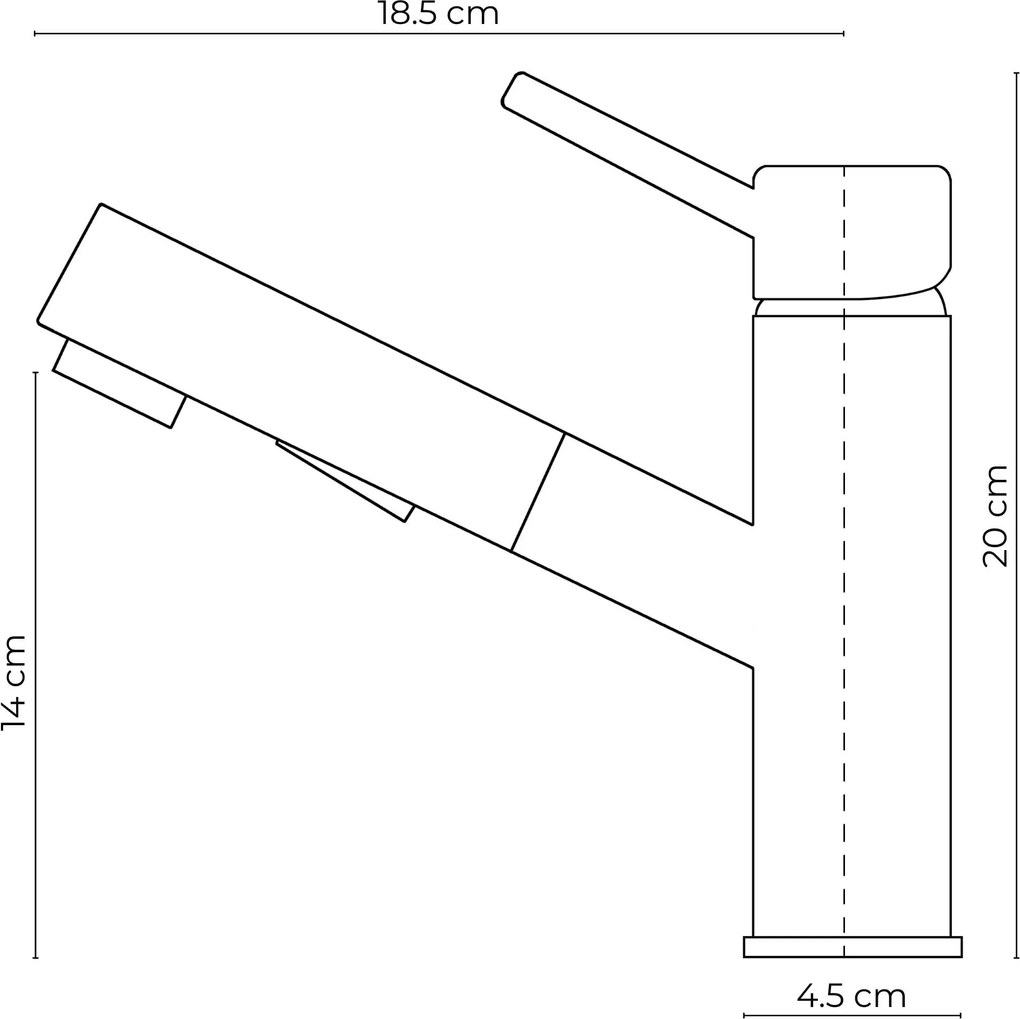 Gamma Axo, stojánková dřezová baterie s výsuvnou výlevkou, černá-chromová, GMA-BCO-BK