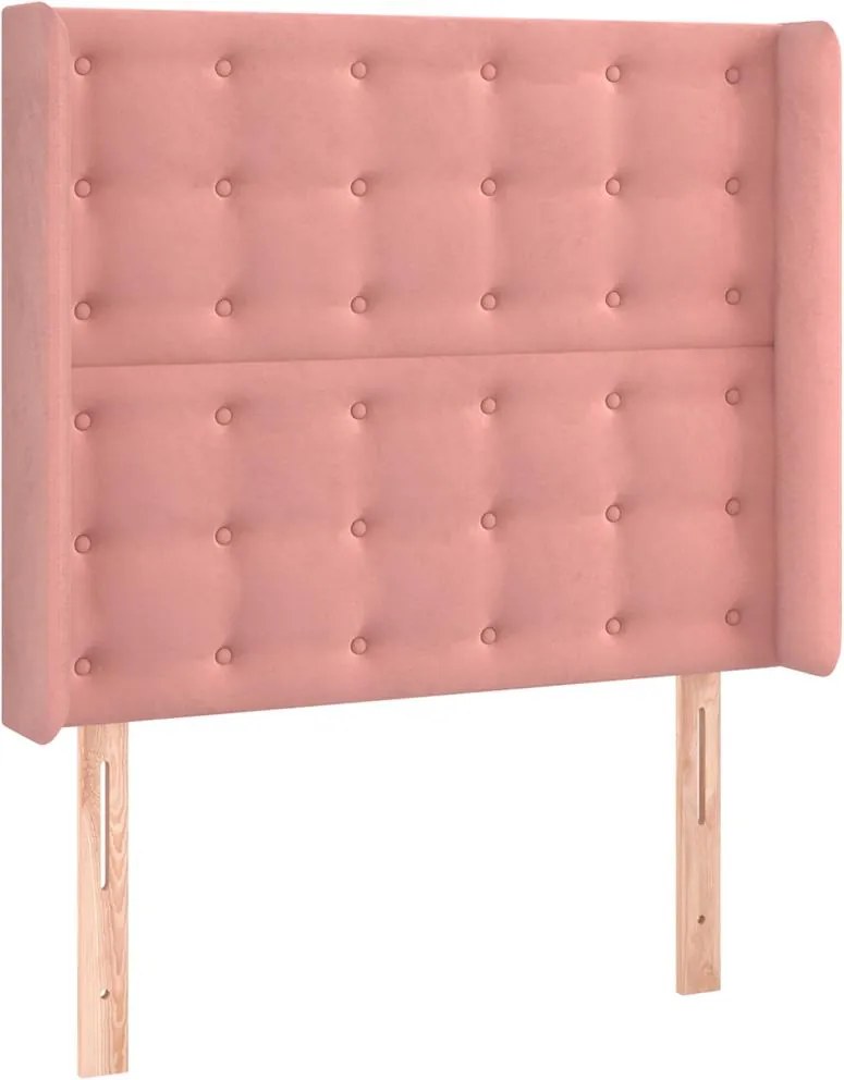 Čelo postele typu ušák růžové 83x16x118/128 cm samet 3120049