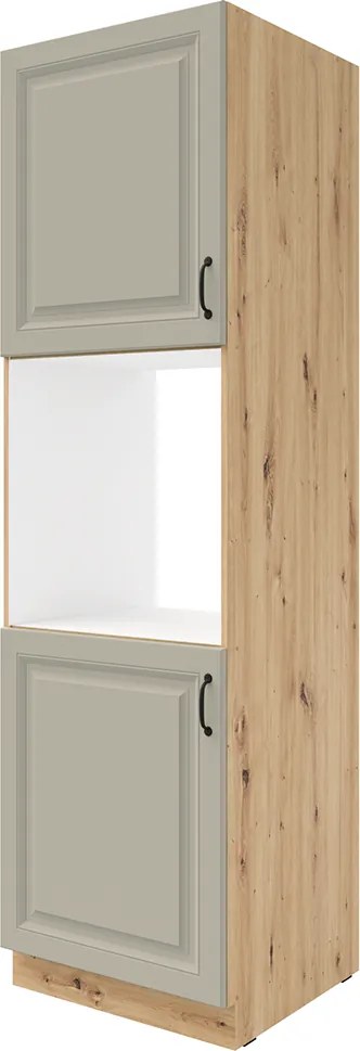STILO ac | vysoká skříňka 60 DP-210 2F na vestavnou troubu | 60 cm | UNI dvířka | artisan/světle šedá