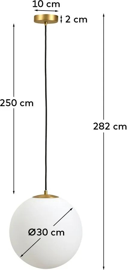 Bílé/ve zlaté barvě kovové závěsné svítidlo se skleněným stínidlem ø 30 cm Brisia – Kave Home