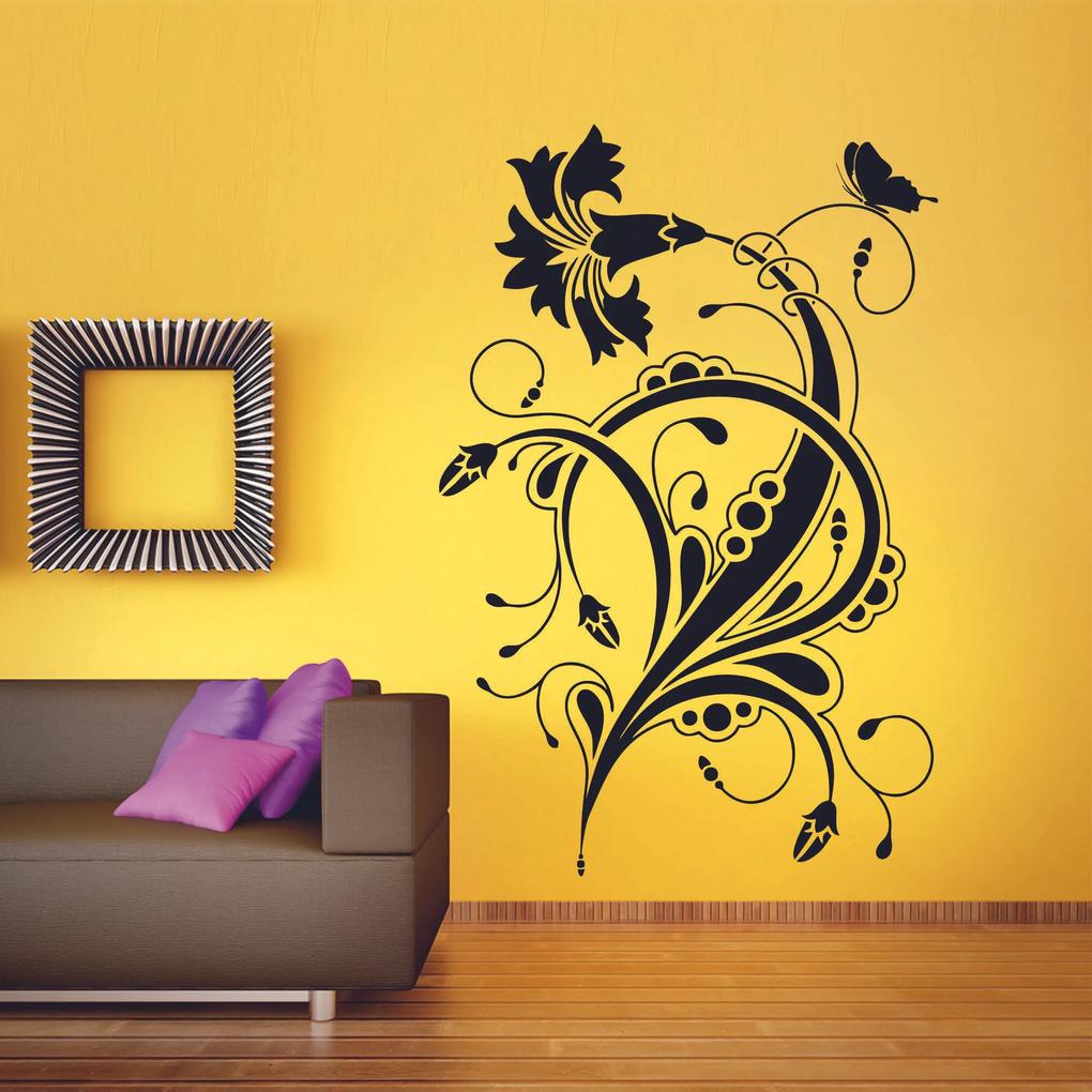 Samolepka na zeď - Květinový ornament 3 (80x120 cm) - PopyDesign