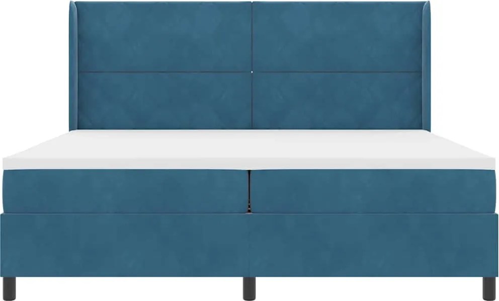 Postel s boxspringem s čelo Modrá 200 x 200 cm samet 3342084