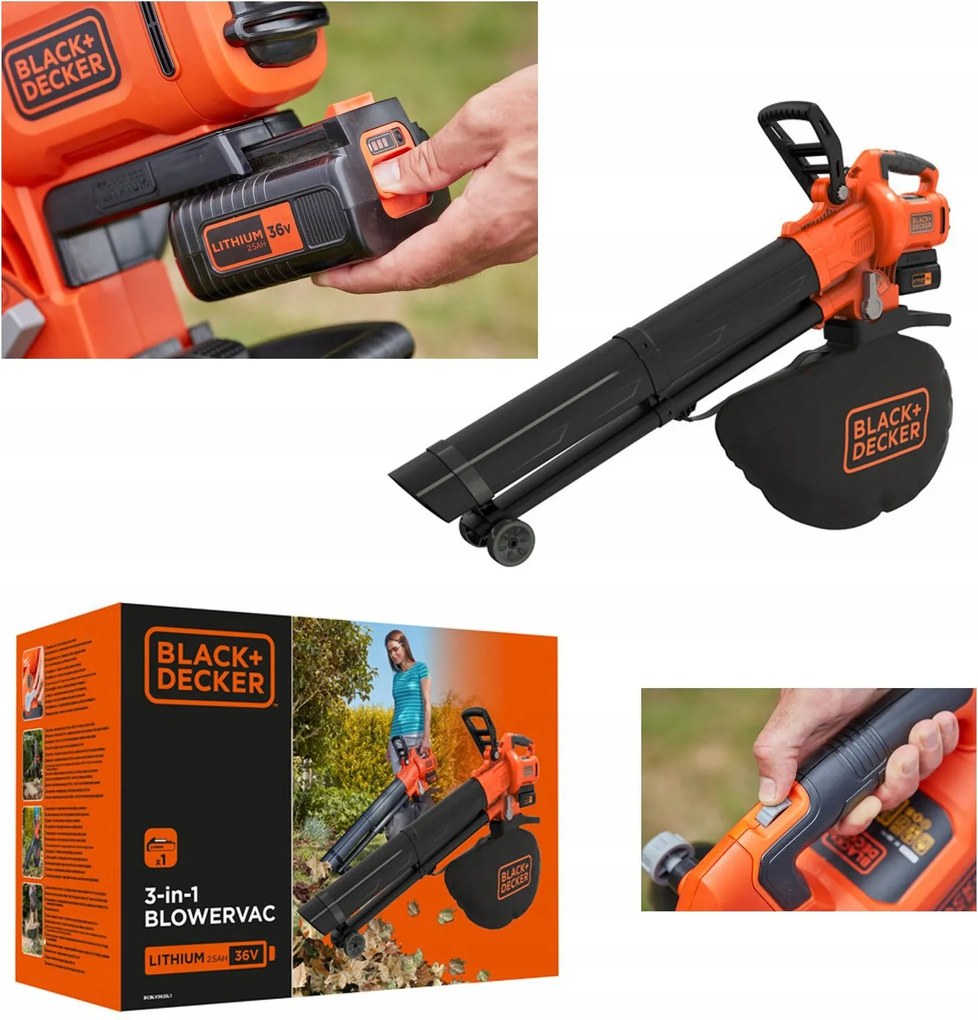 Foukač Vysavač listí 36V Black+Decker BCBLV3625L1-QW
