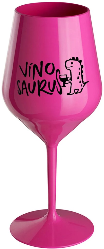 VÍNOSAURUS - růžová nerozbitná sklenice na víno 470 ml