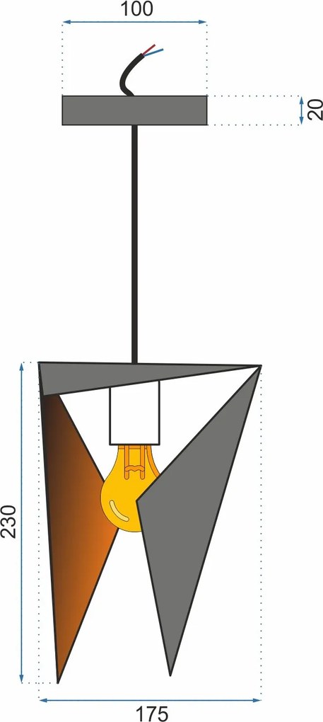 Toolight - Trojúhelníková stropní lampa 1xE27 APP253-1CP, černá, OSW-08008