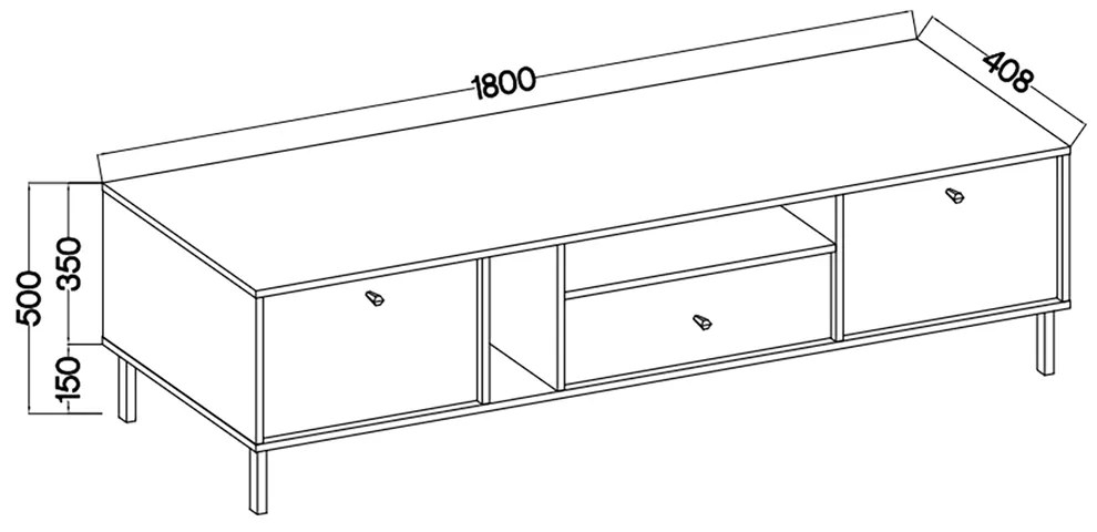 TOKYO 2 c | TV stolek RTV 313 | 180 cm | černá grafit/zlatá