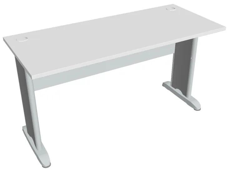 Stůl pracovní rovný 140 cm hl. 60 cm - Hobis Cross CE 1400 Dekor stolové desky: bílá, Dekor lamino podnože: šedá, Barva nohou: Stříbrná