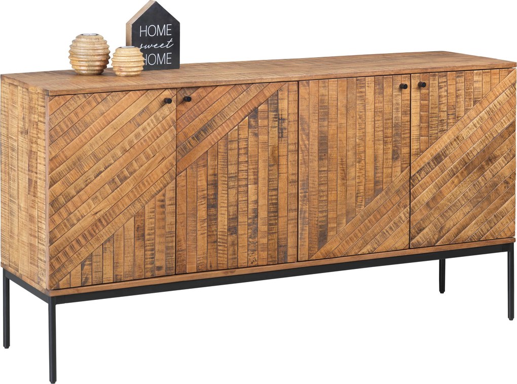 XXXLutz ŠIROKÁ KOMODA, staré dřevo, černá, světle hnědá, 150/78/40 cm Ambia Home - Komody na nožičkách - 001944003503