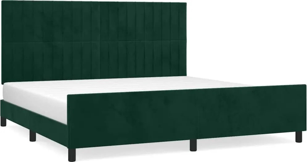 Rám postele bez matrace tmavě zelená 200 x 200 cm samet 3125900