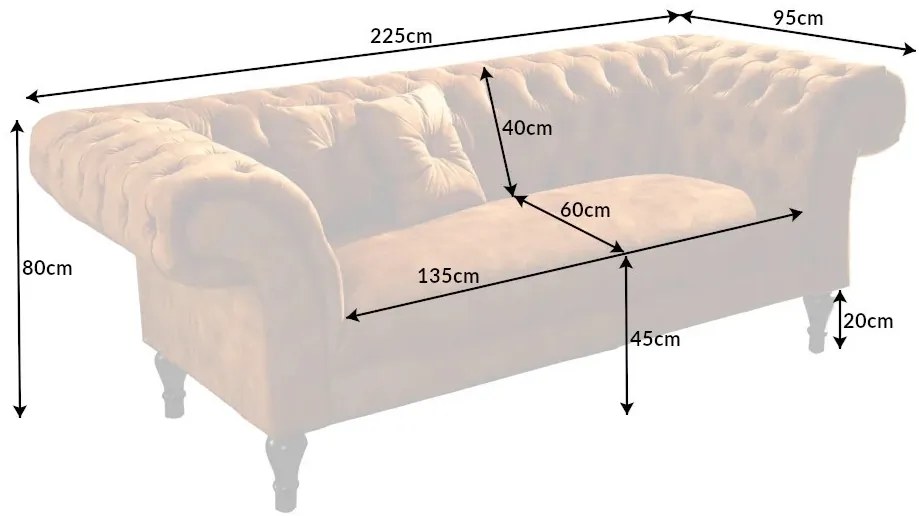 Designová sedačka Rubby Chesterfield 225 cm hořčičný samet