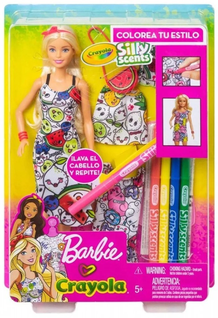 Mattel barbie crayola vybarvování šatů s voňavými doplňky, ggt44