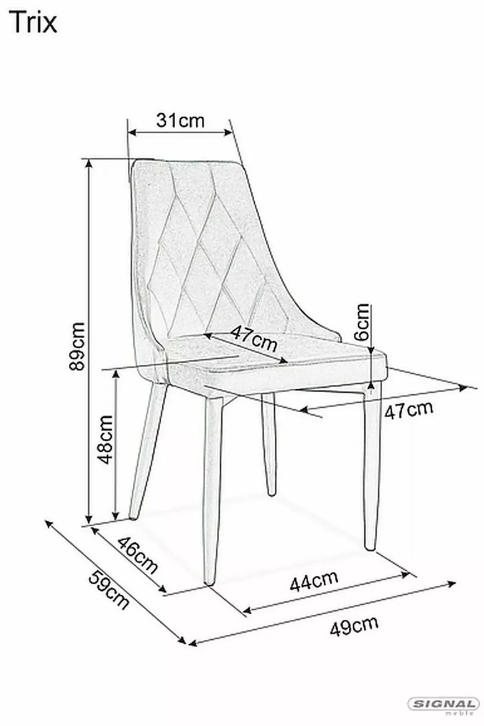 Sametová jídelní židle Trix šedá/černá