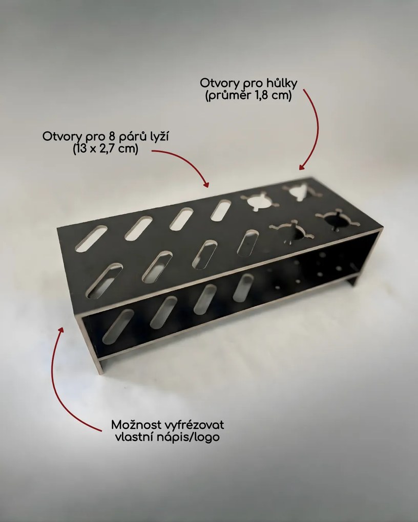 Vingo Kombinovaný dřevěný stojan na lyže a hůlky, přírodní Typ: 93 x 35 s vlastním nápisem
